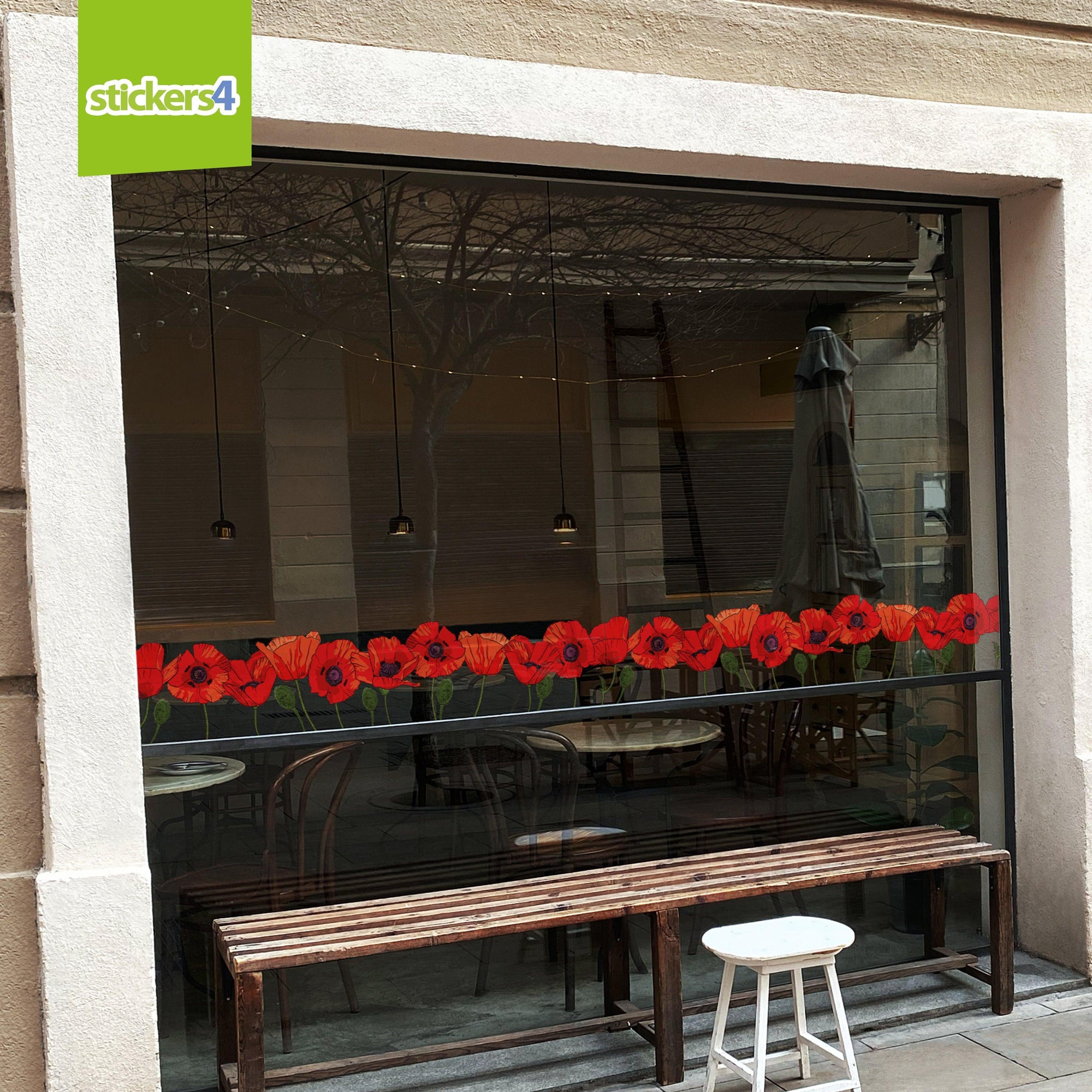 Illustrated Poppy Border Window Sticker