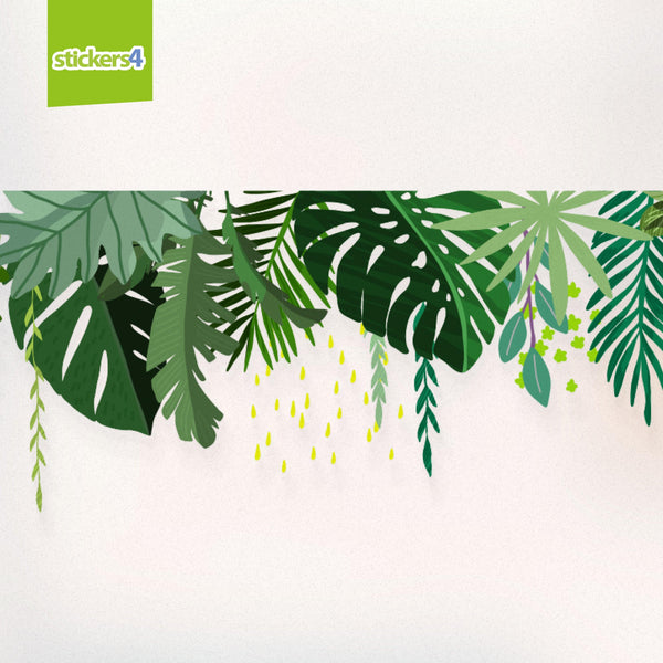 Jungle Leaves Border - Summer Foliage Window Cling Sticker