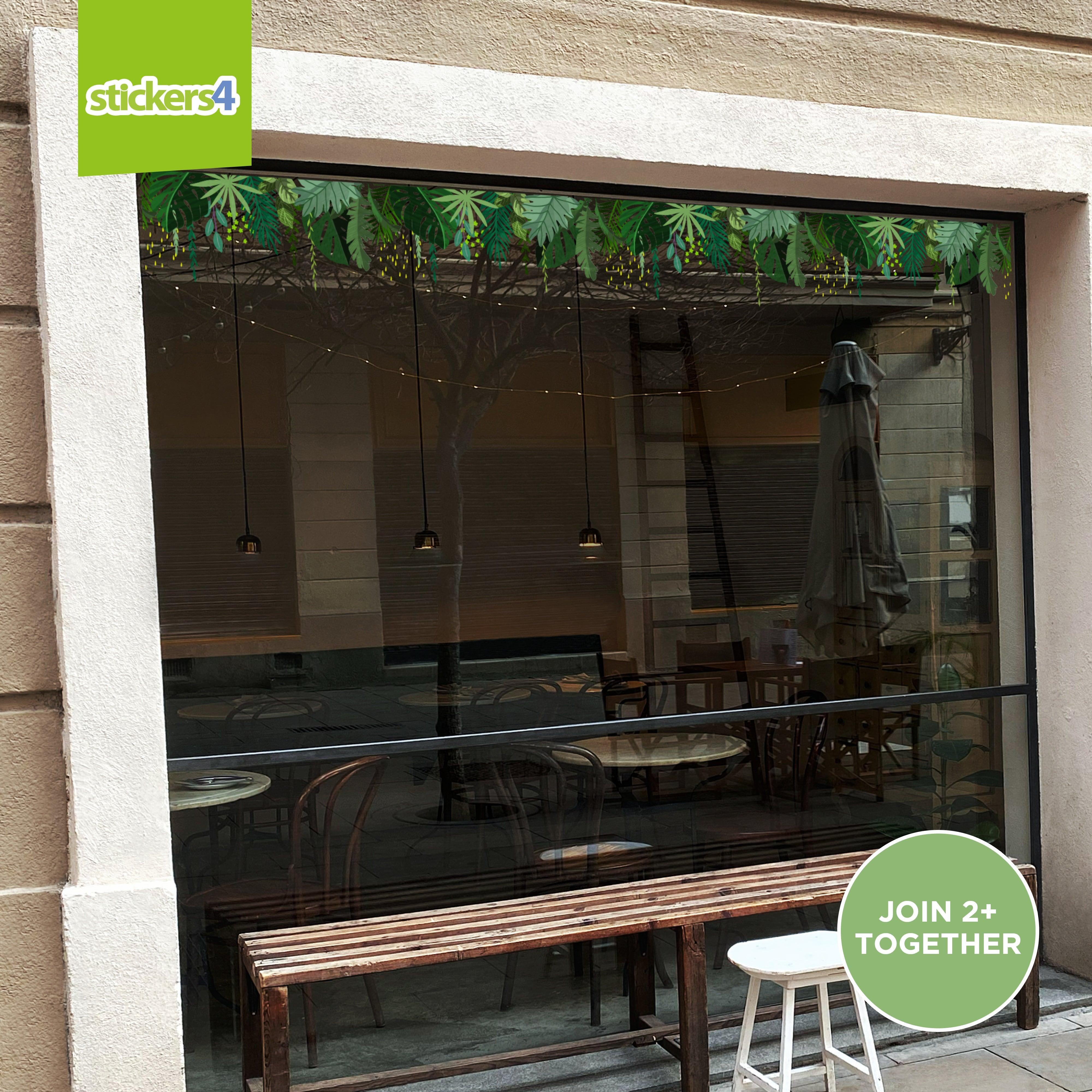 Jungle Leaves Border - Summer Foliage Window Cling Sticker