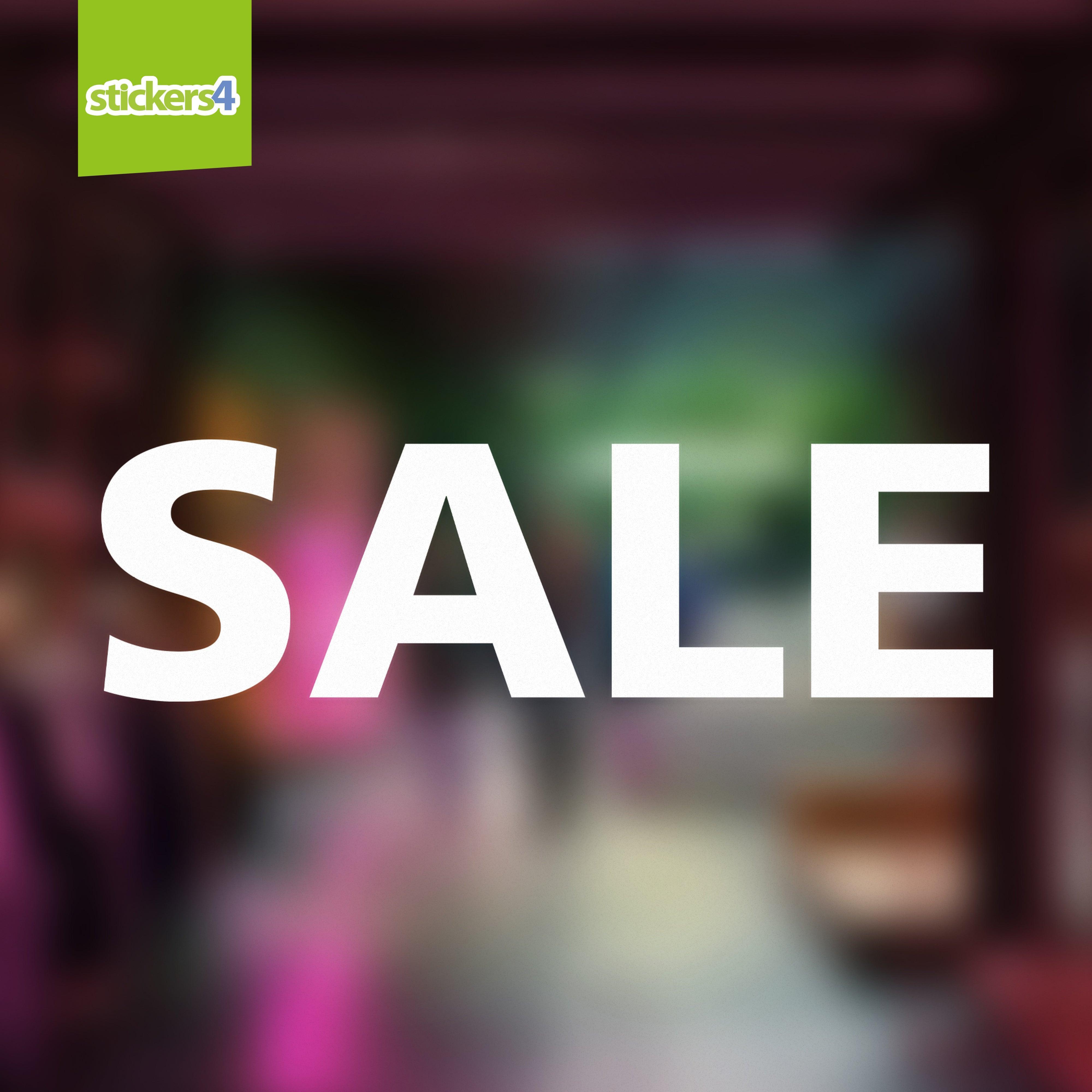 Large SALE shop window sticker / decal - white on clear