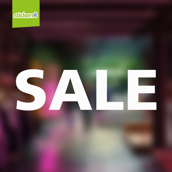 Large SALE shop window sticker / decal - white on clear