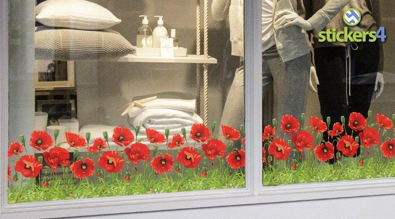 Poppy Border Window Cling